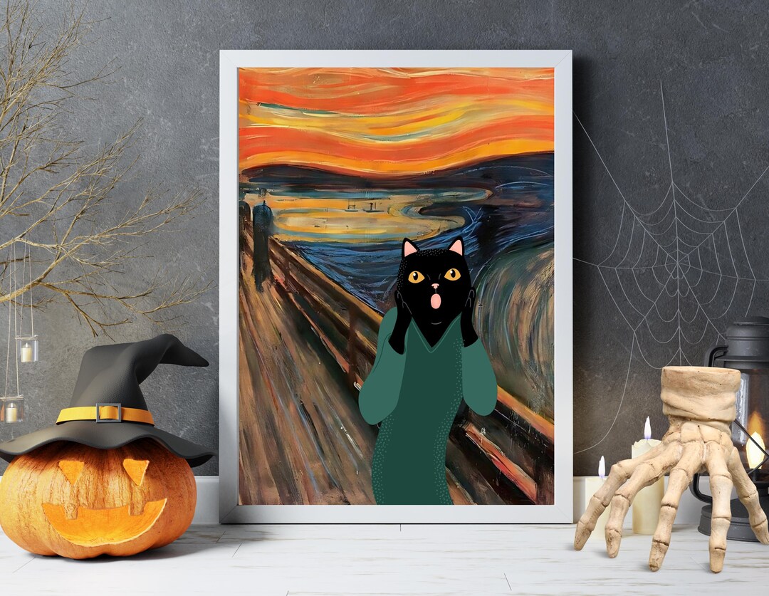 The Scream Cat Print Edvard Munch, Fun Cat Halloween Print. SPECIAL ...