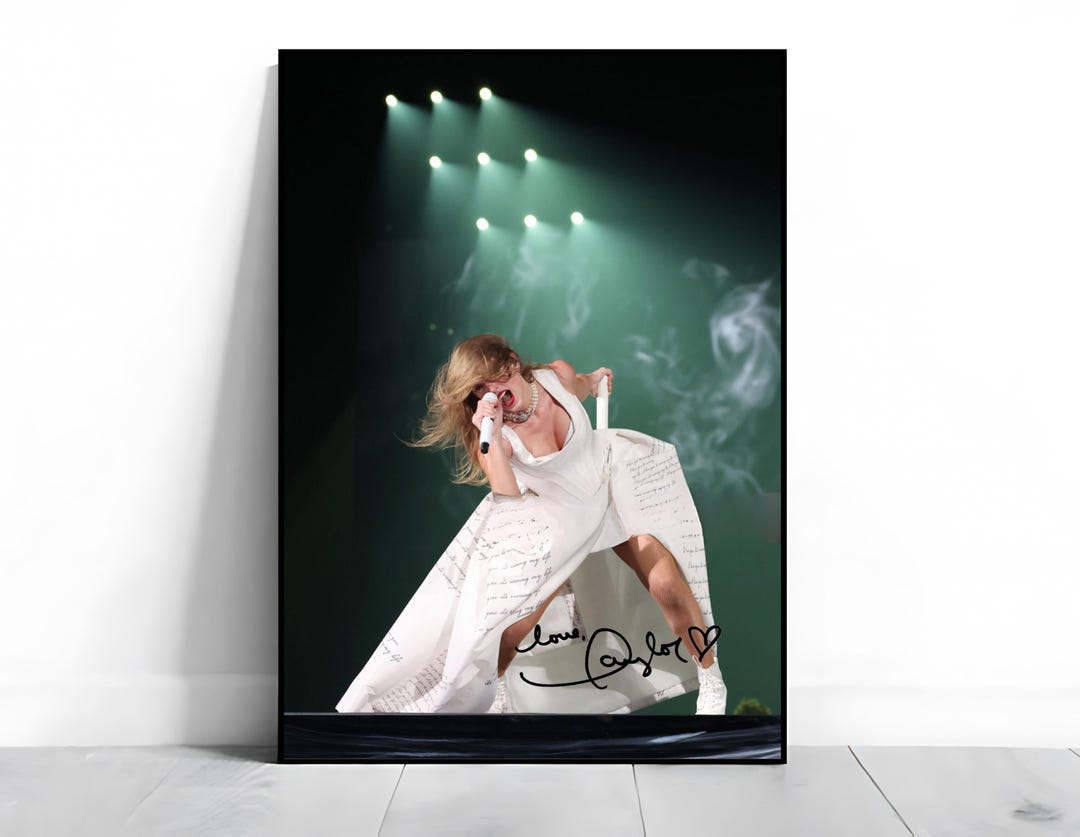 Taylor Swift Eras Tour Signed Photo Print, Taylor in White TTPD Dress ...