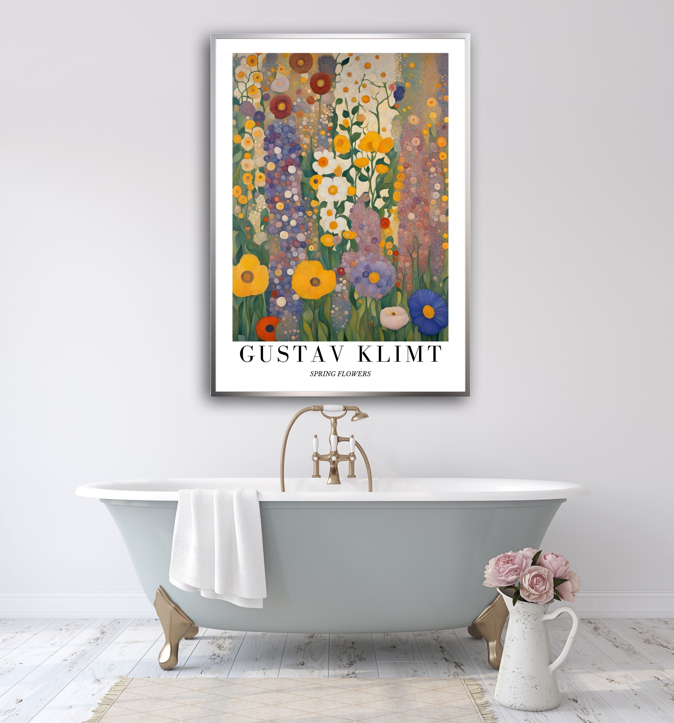 Gustav Klimt Spring Flowers Art Print: Floral Fine Art - Etsy