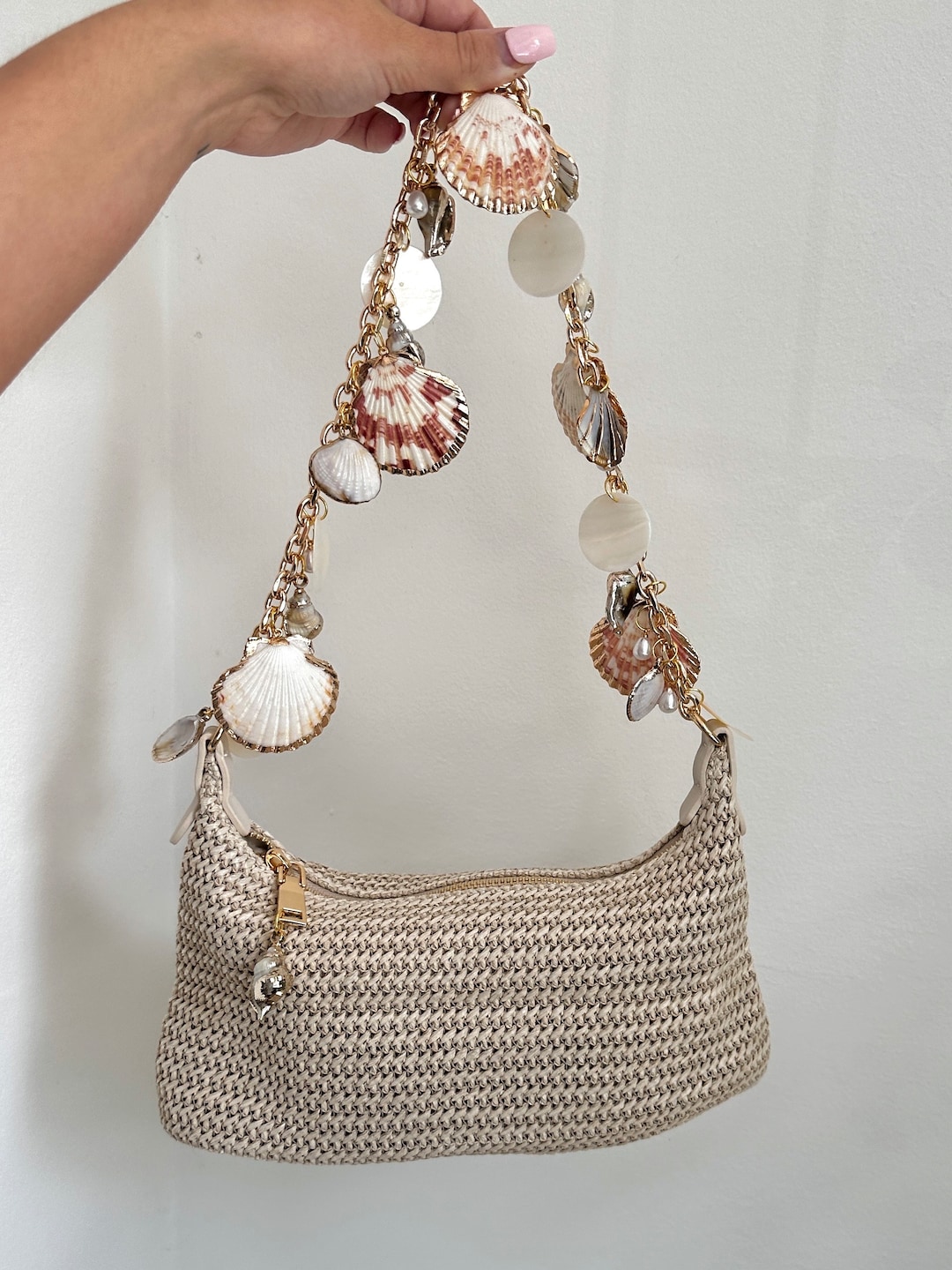 Seashell Bag, Woven, Summer, Shoulder Charm Bag, Beach Ibiza Purse, DIY ...