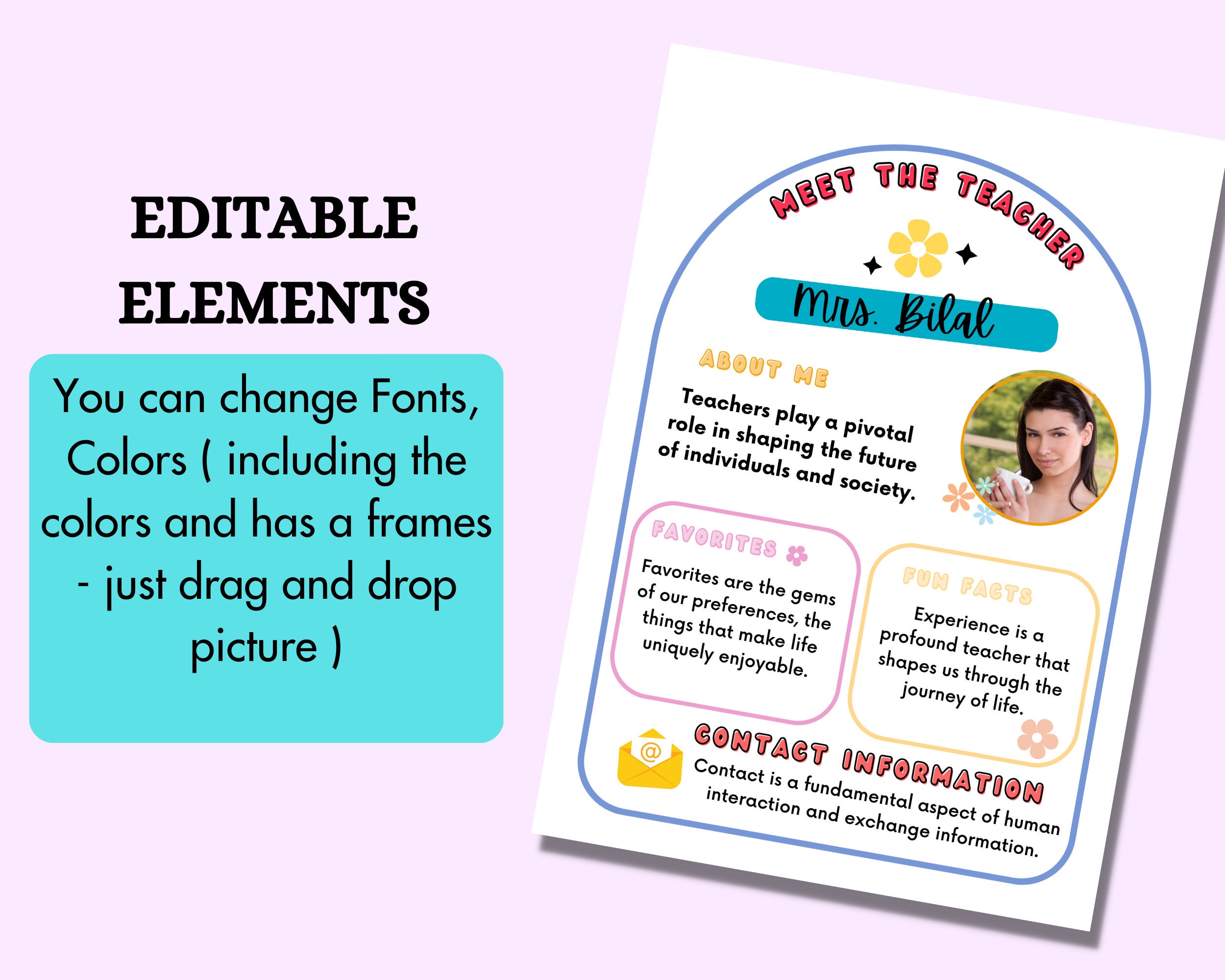 Meet the Teacher | Editable & Printable Template - Etsy
