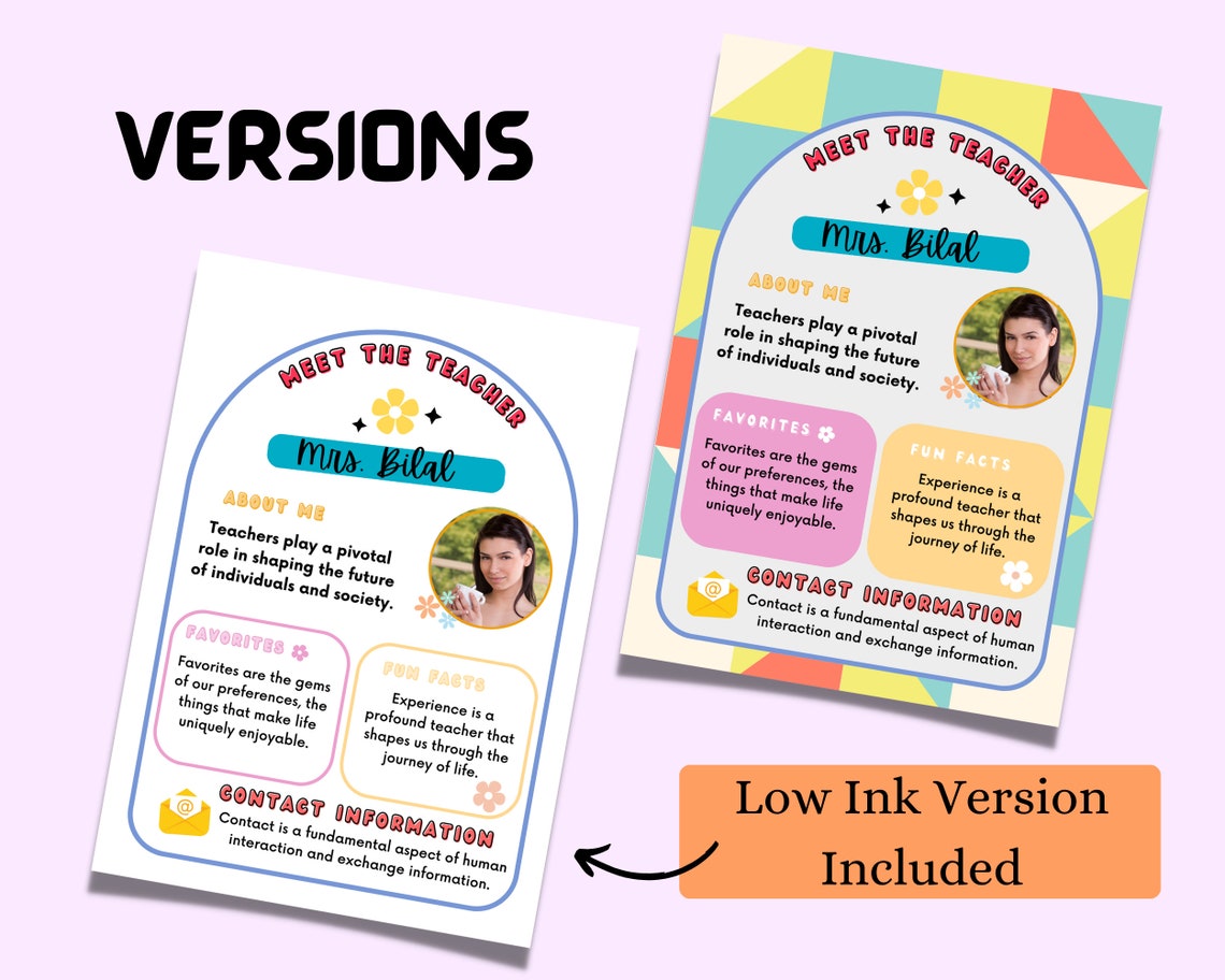 Meet the Teacher | Editable & Printable Template - Etsy