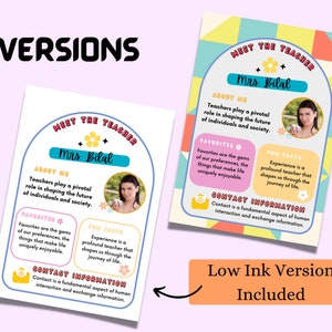 Meet the Teacher | Editable & Printable Template - Etsy