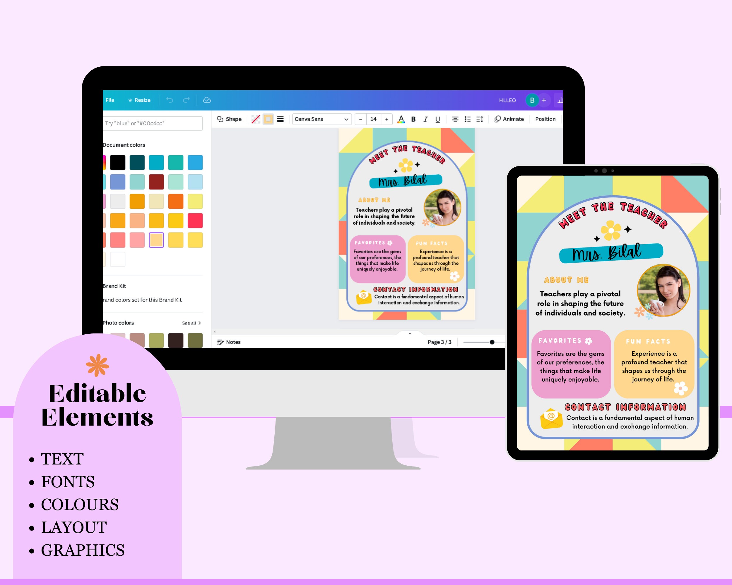 Meet the Teacher | Editable & Printable Template - Etsy