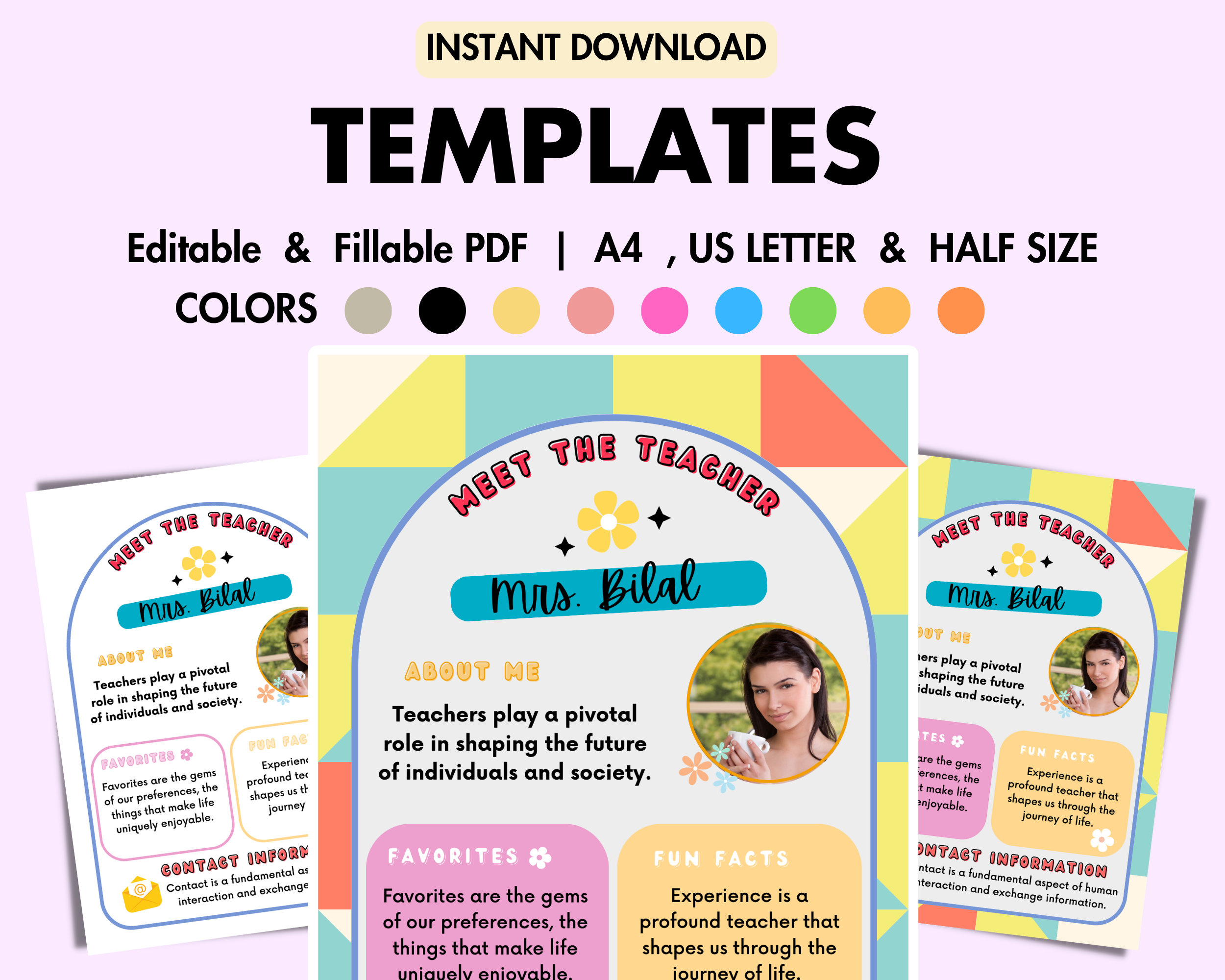 Meet the Teacher | Editable & Printable Template - Etsy