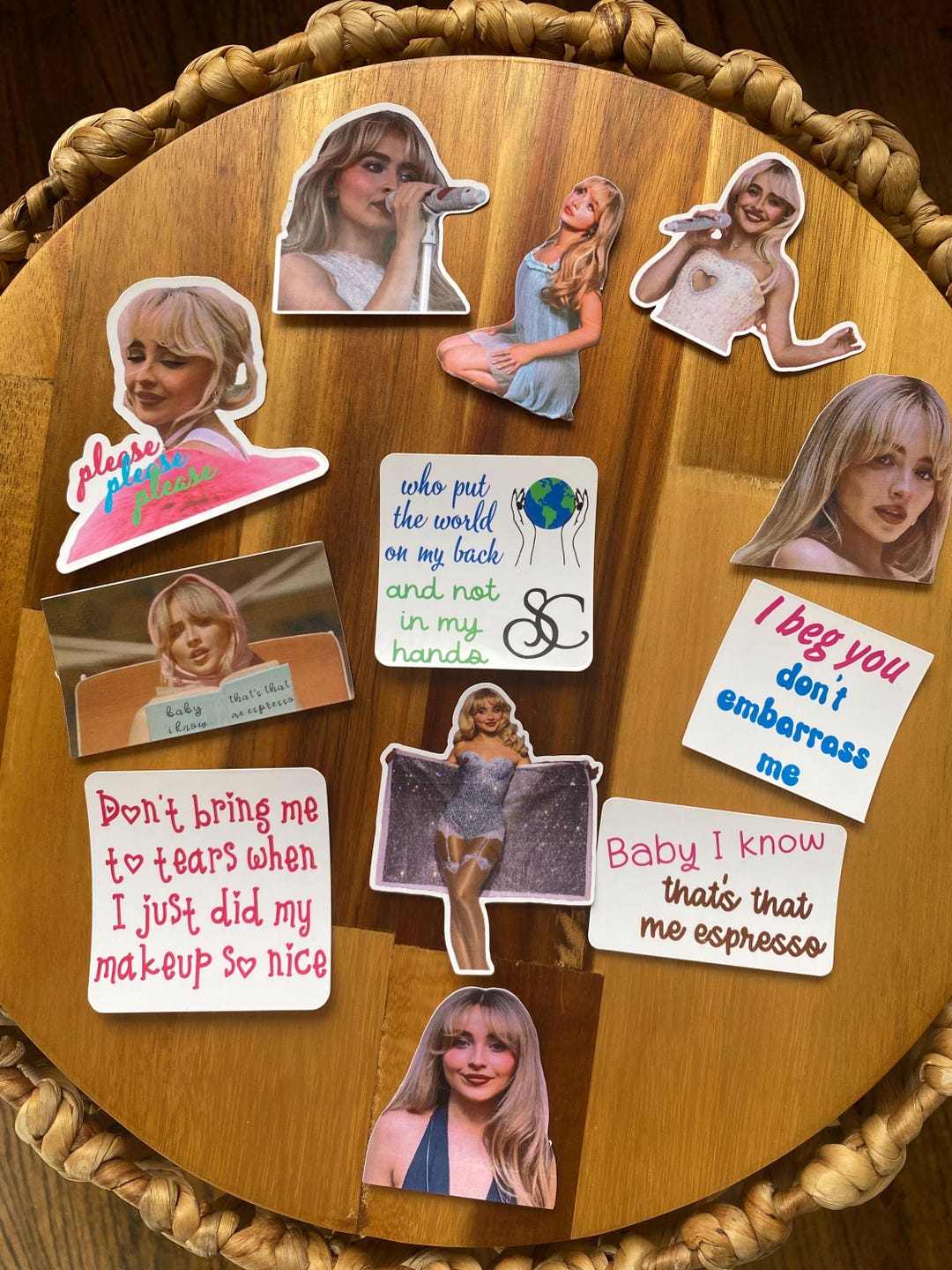 Sabrina Carpenter Inspired Stickers Lot of 12 Perfect for Water Bottles ...