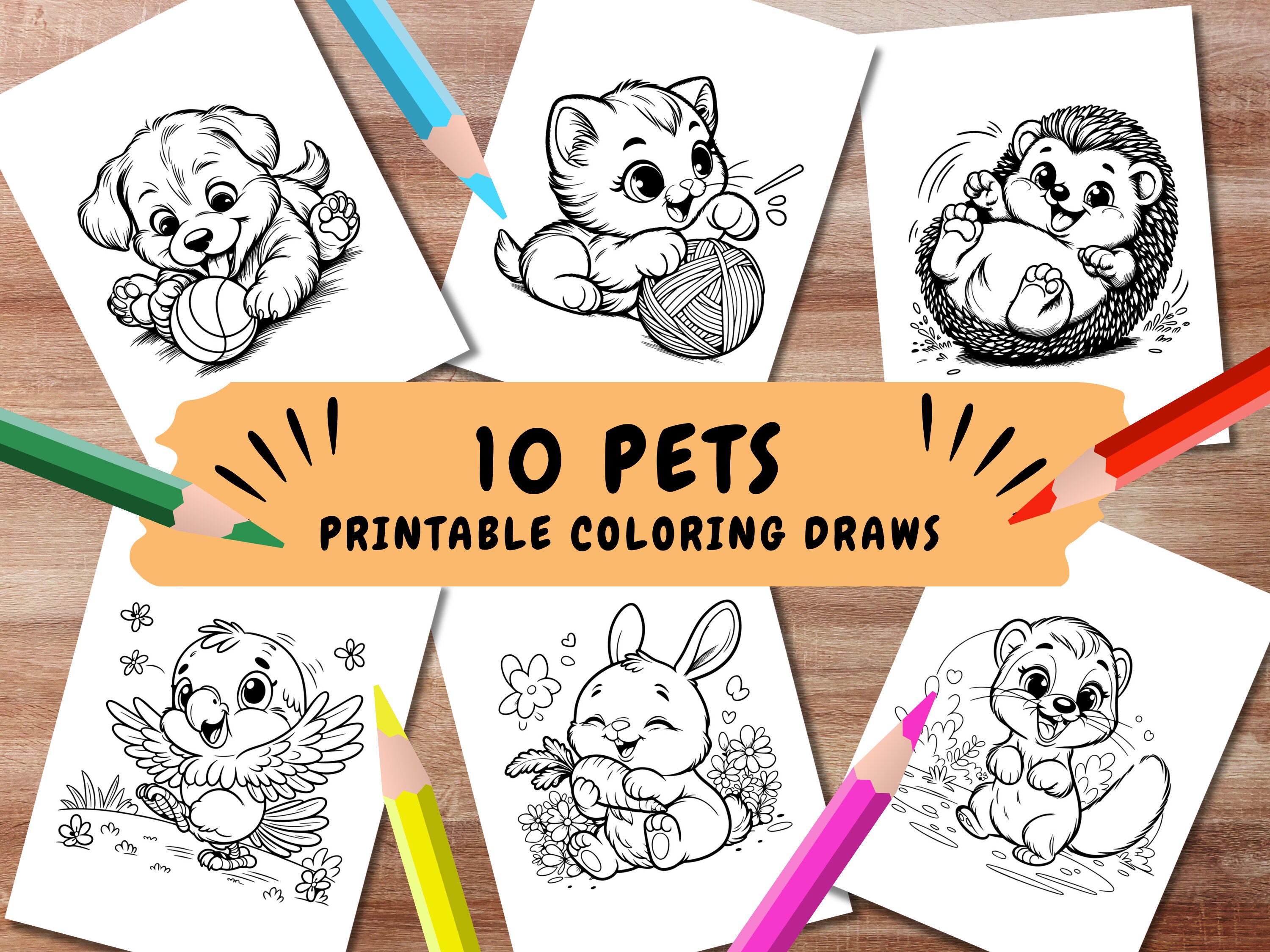 10 Easy Coloring Pages for Kids Printable Toddler Coloring Book With ...