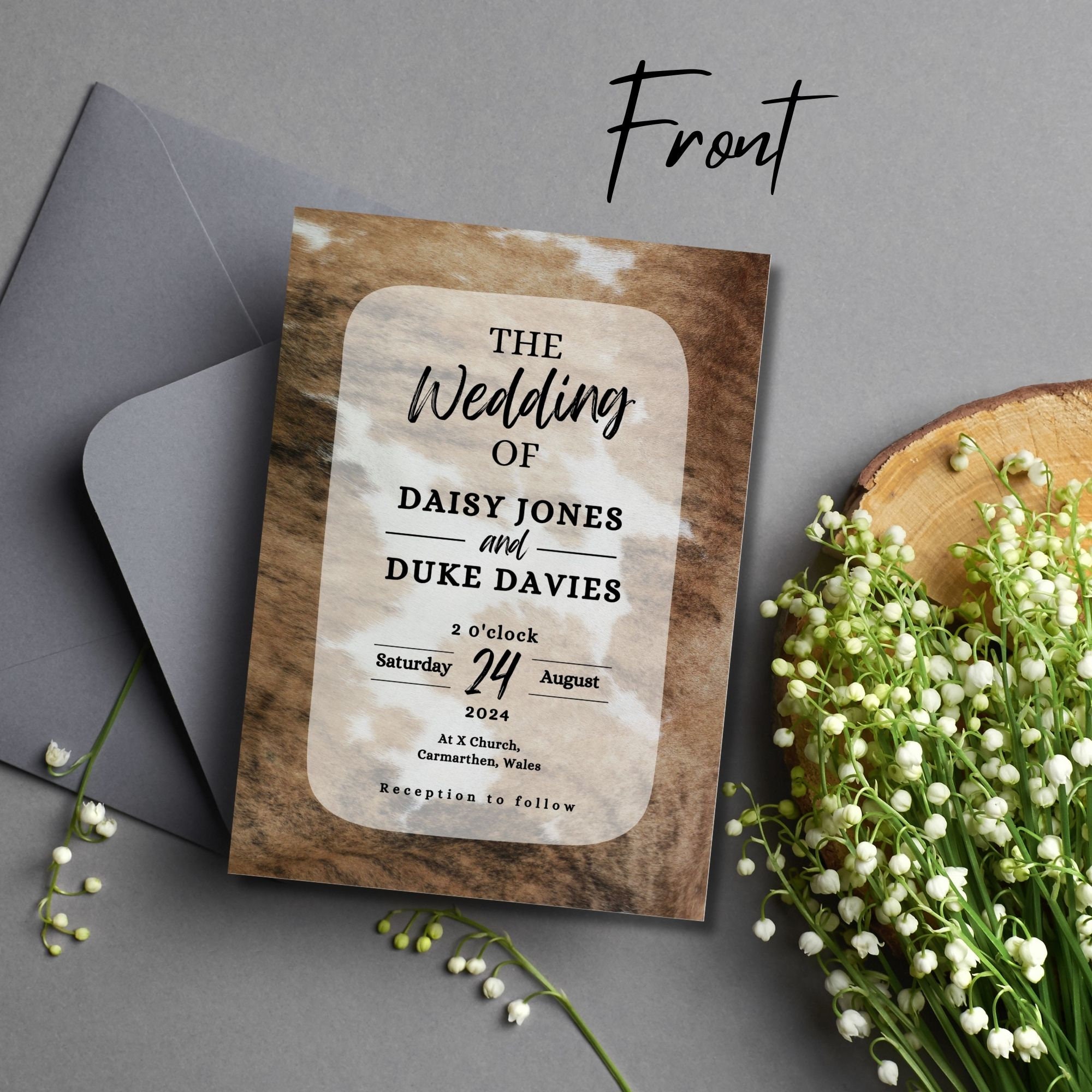 Cow Print Editable Wedding Invitation With a Gorgeous Cowhide ...