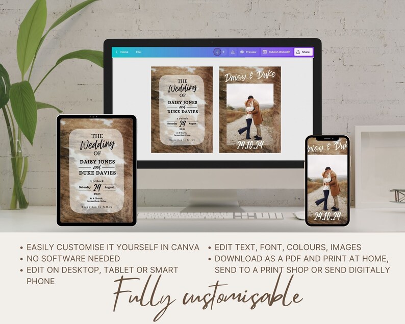 Cow Print Editable Wedding Invitation With a Gorgeous Cowhide ...