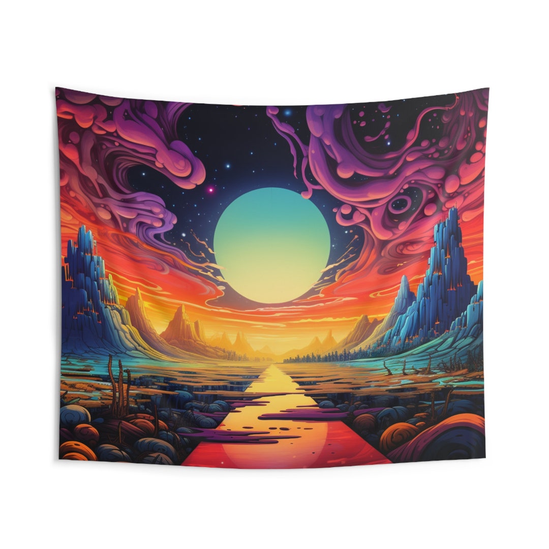 Trippy Mountain Valley Indoor Wall Tapestry - Etsy