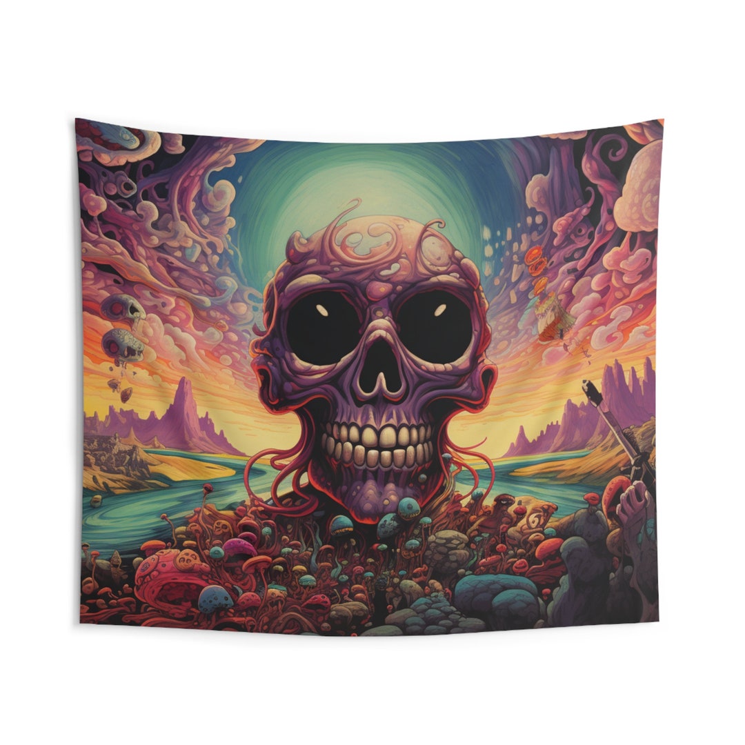 Trippy Skeleton Tapestry ALL SIZES - Etsy