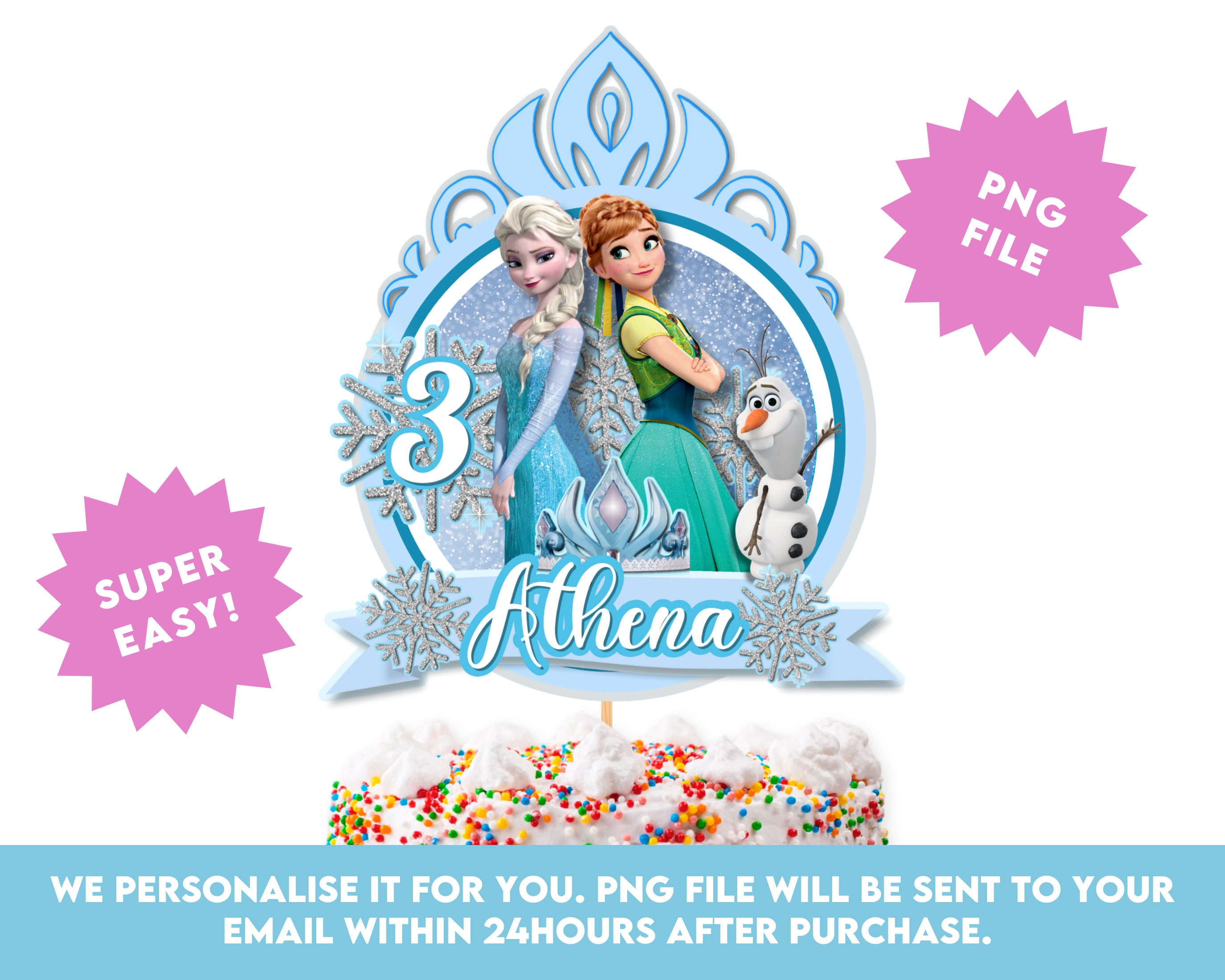 Printable Elsa Anna Cake Topper, Personalised Birthday Cake Topper ...
