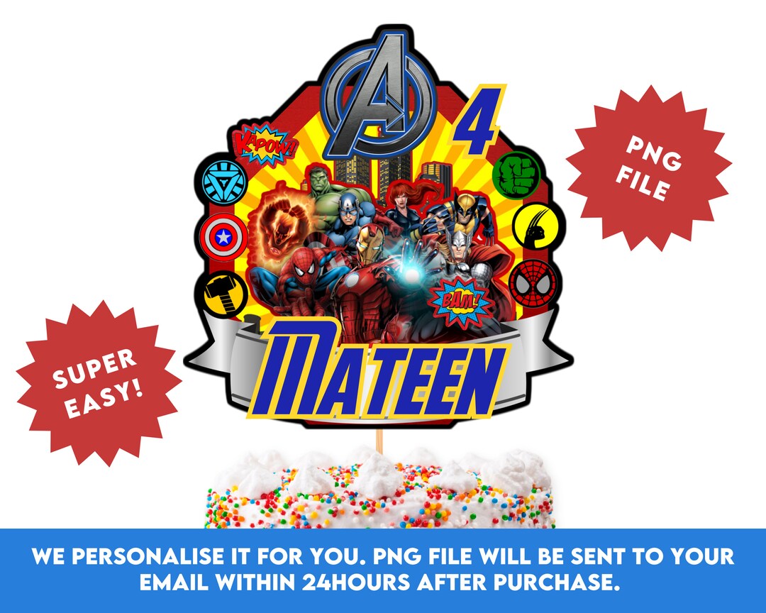 Printable Digital Cake Topper, Personalised Birthday Cake Topper ...