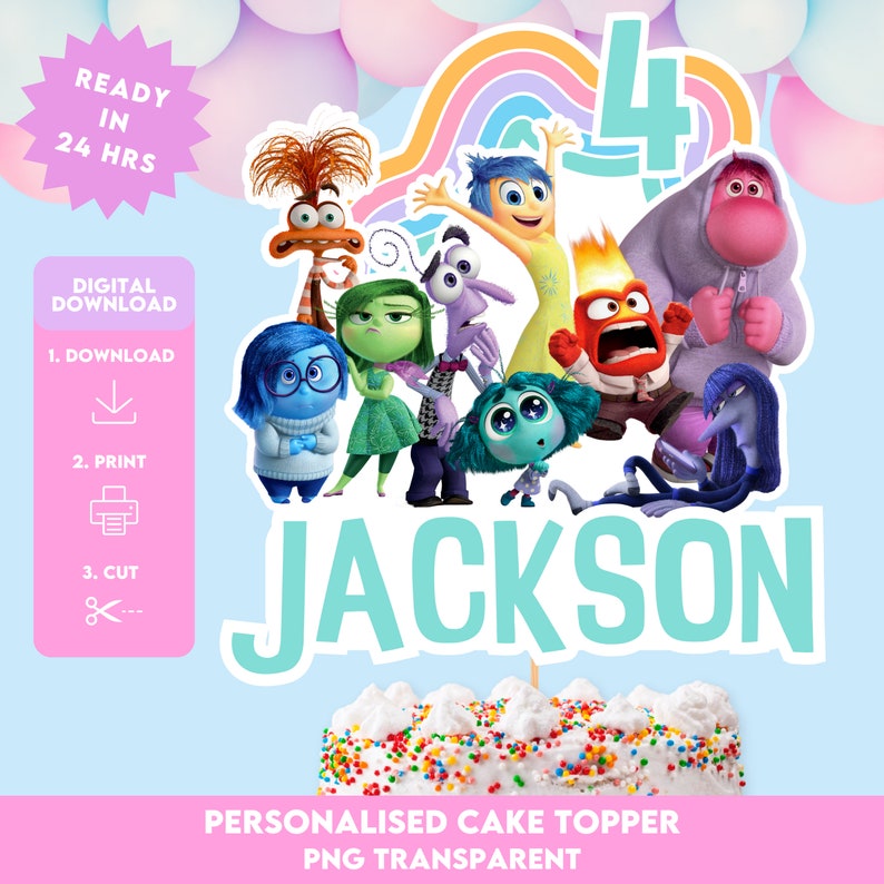 Personalized Character Cake Topper, PNG File (digital Download) - Etsy
