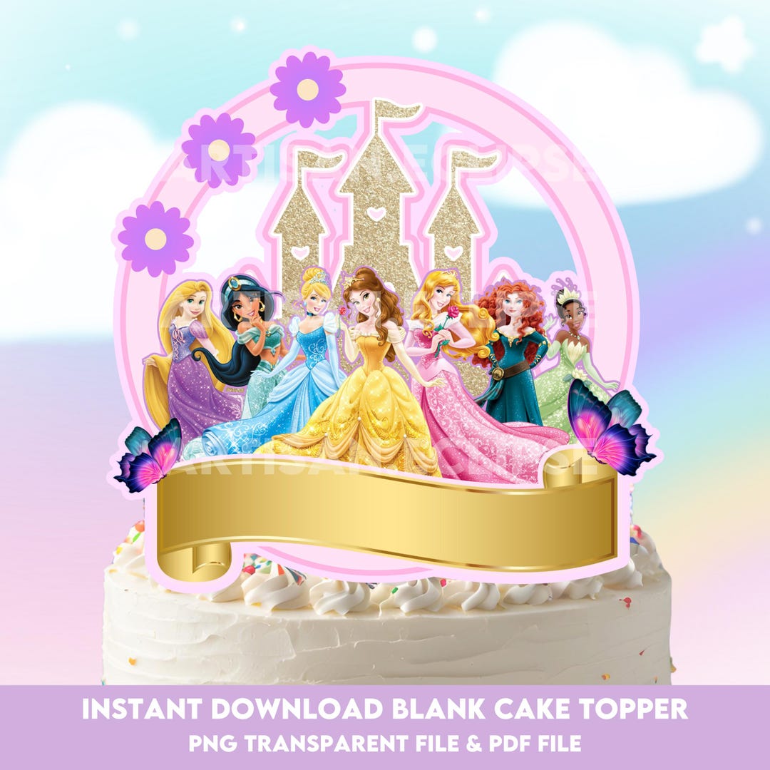 Princess Birthday Cake Topper, Printable Template (PNG, PDF) - Etsy