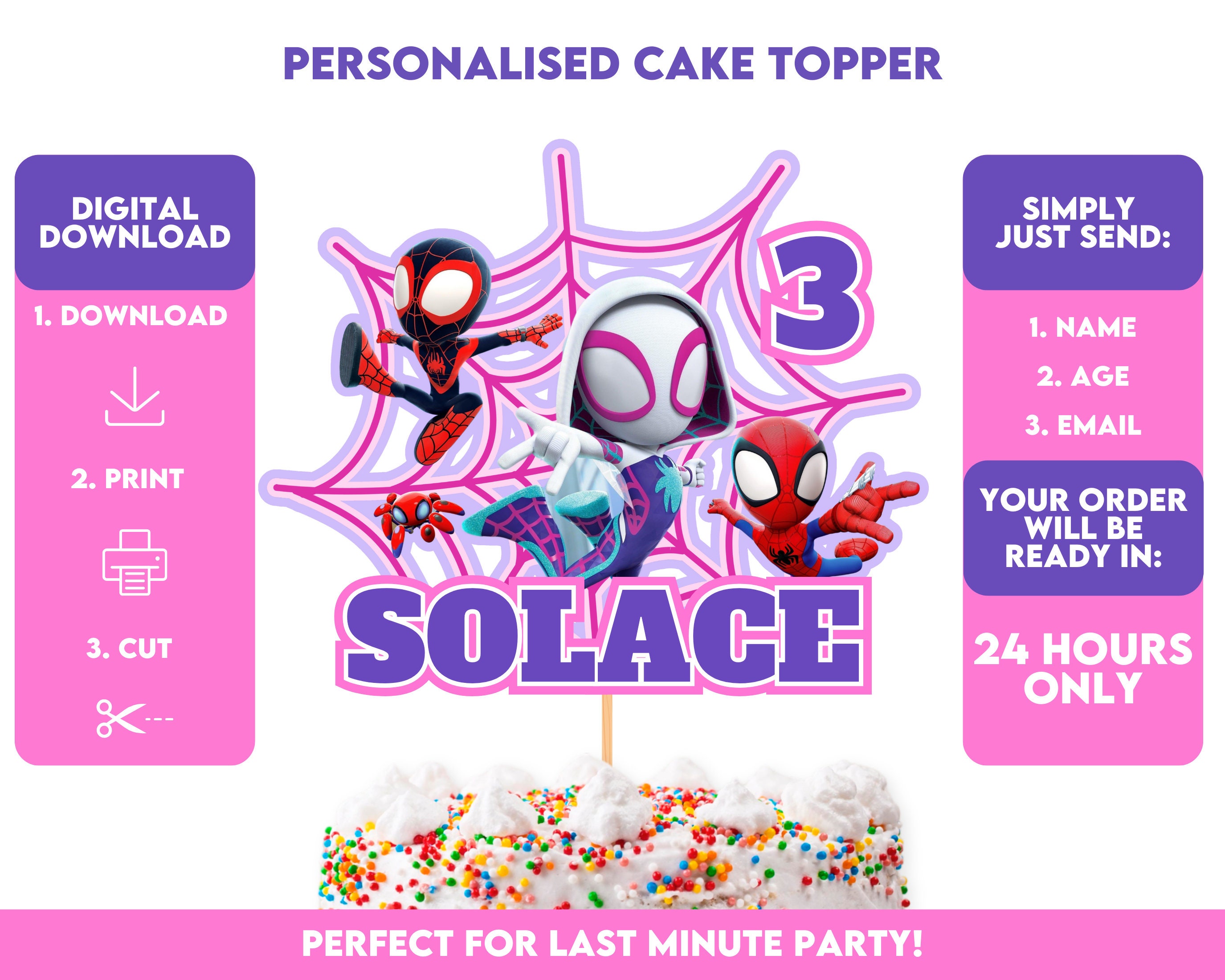 Printable Digital Cake Topper, Personalised Birthday Cake Topper ...