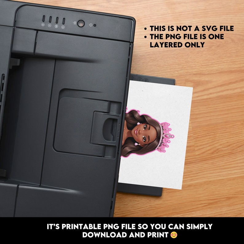 Printable African American Princess Cake Topper, Happy Birthday ...