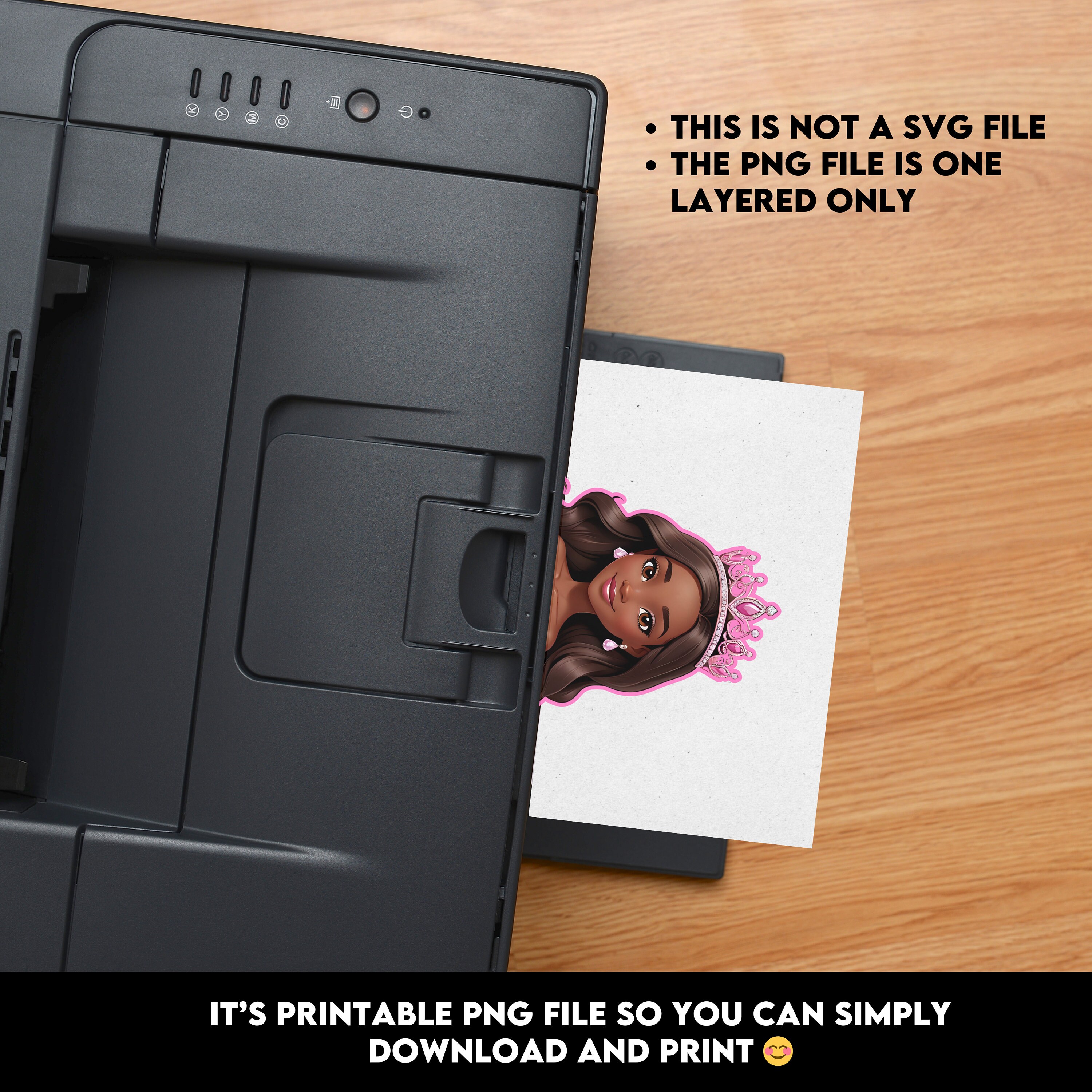 Printable African American Princess Cake Topper, Happy Birthday ...