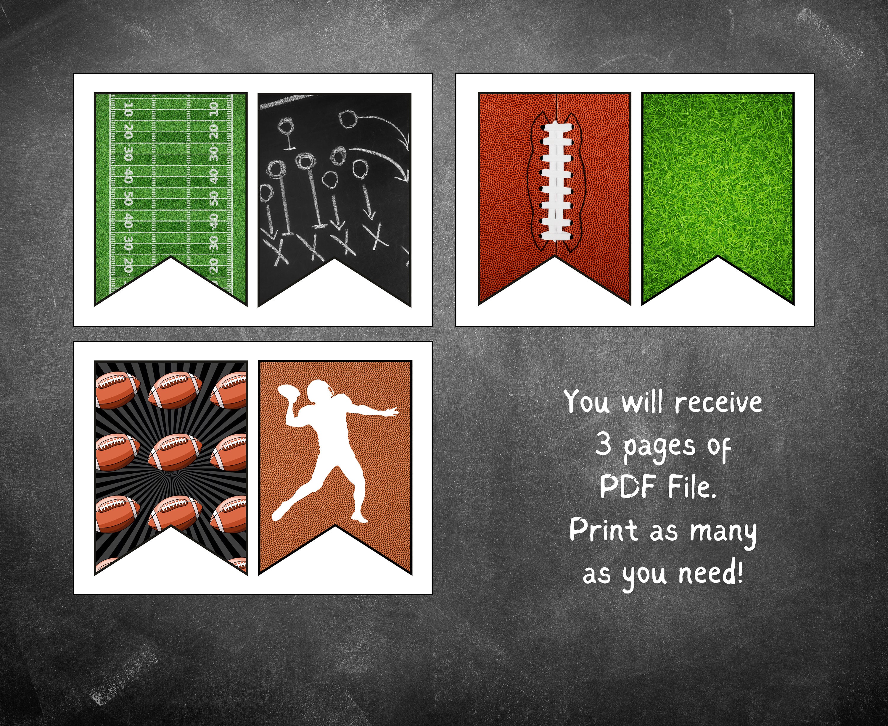 Instant Download Printable American Football Banner, Rugby Banner ...