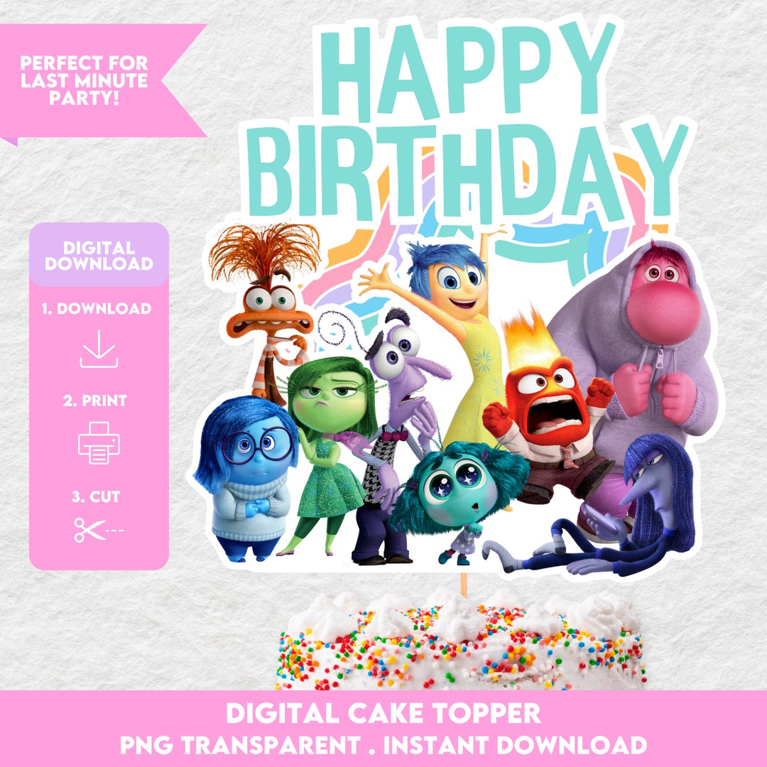 Inside Out Birthday Cake Topper, Printable PNG File (digital Download ...