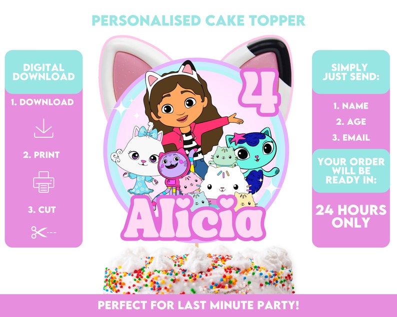 Printable Digital Cake Topper, Personalised Birthday Cake Topper ...