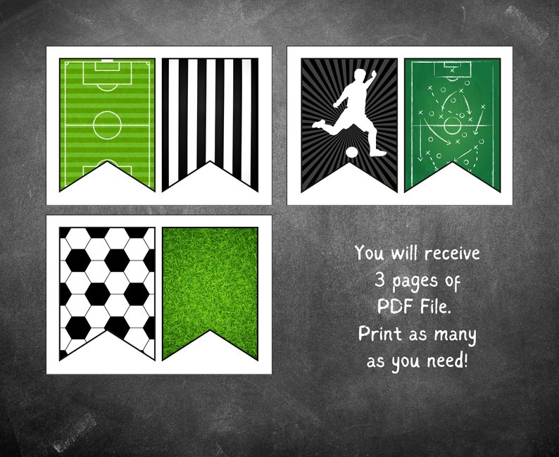 Printable Soccer Pennant Banner, Birthday Party Decor (PDF File) - Etsy