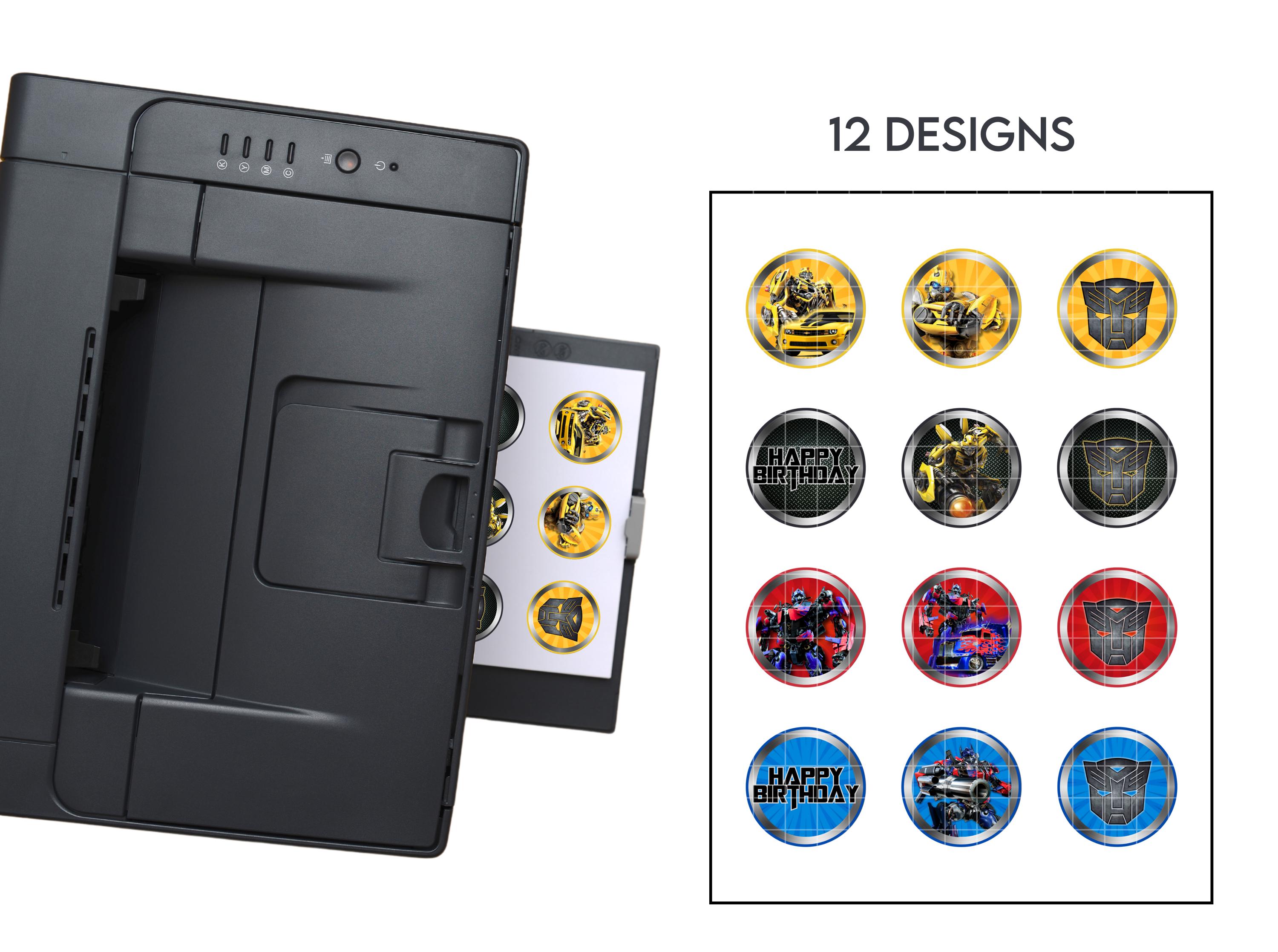 Printable Cupcake Topper, Happy Birthday Robots Cake Topper, Digital ...