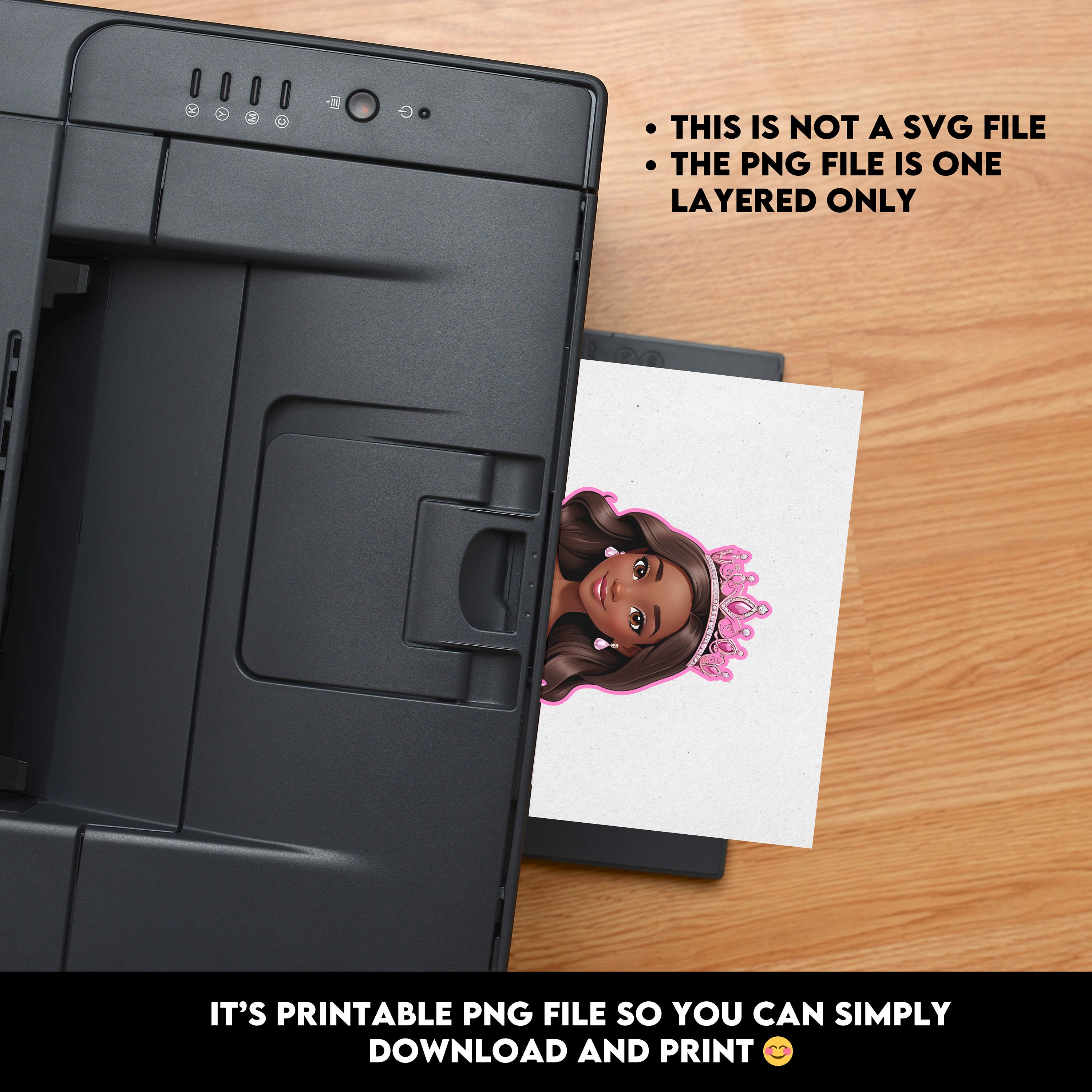 Printable African American Princess Cake Topper (PNG Digital Download ...