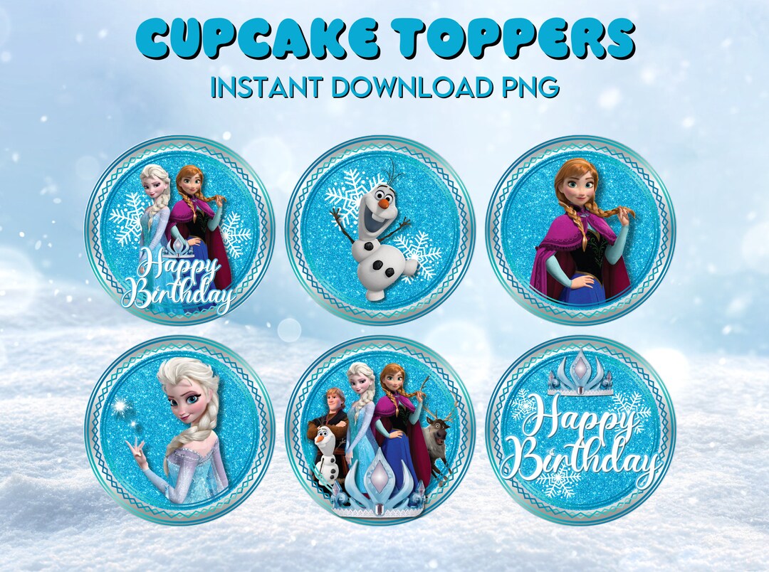Printable Elsa Anna Cupcake Topper, Birthday Cupcake Topper, Digital ...