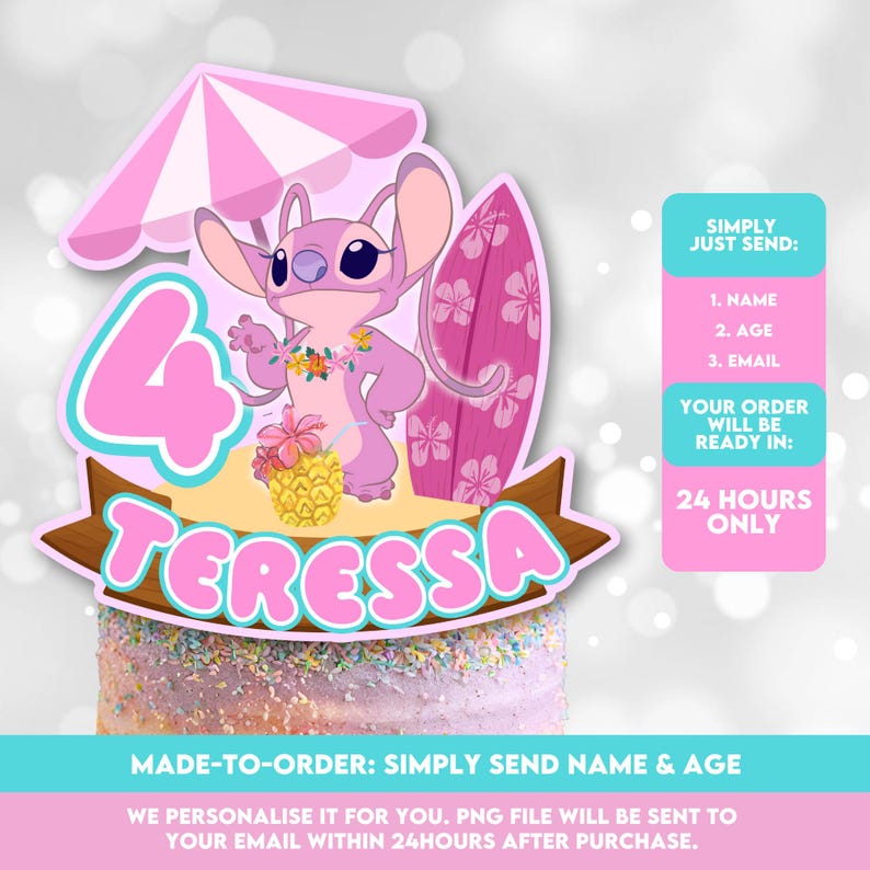Printable Digital Cake Topper, Personalised Birthday Cake Topper ...