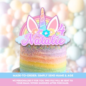 Printable Digital Cake Topper, Personalised Birthday Cake Topper ...