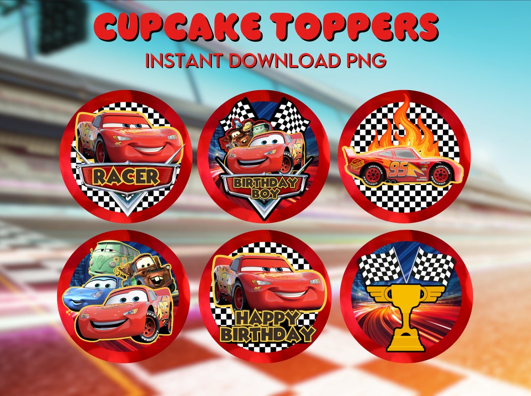 Printable Car Cupcake Topper, Birthday Cupcake Topper, Digital Cake ...