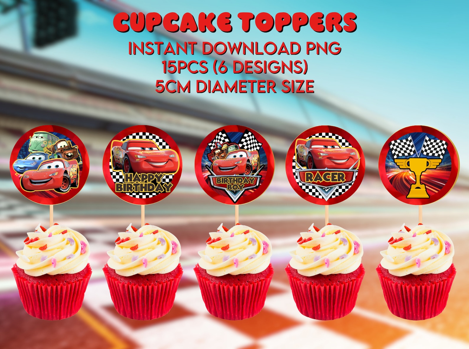 Printable Car Birthday Cupcake Topper (PNG File) - Etsy