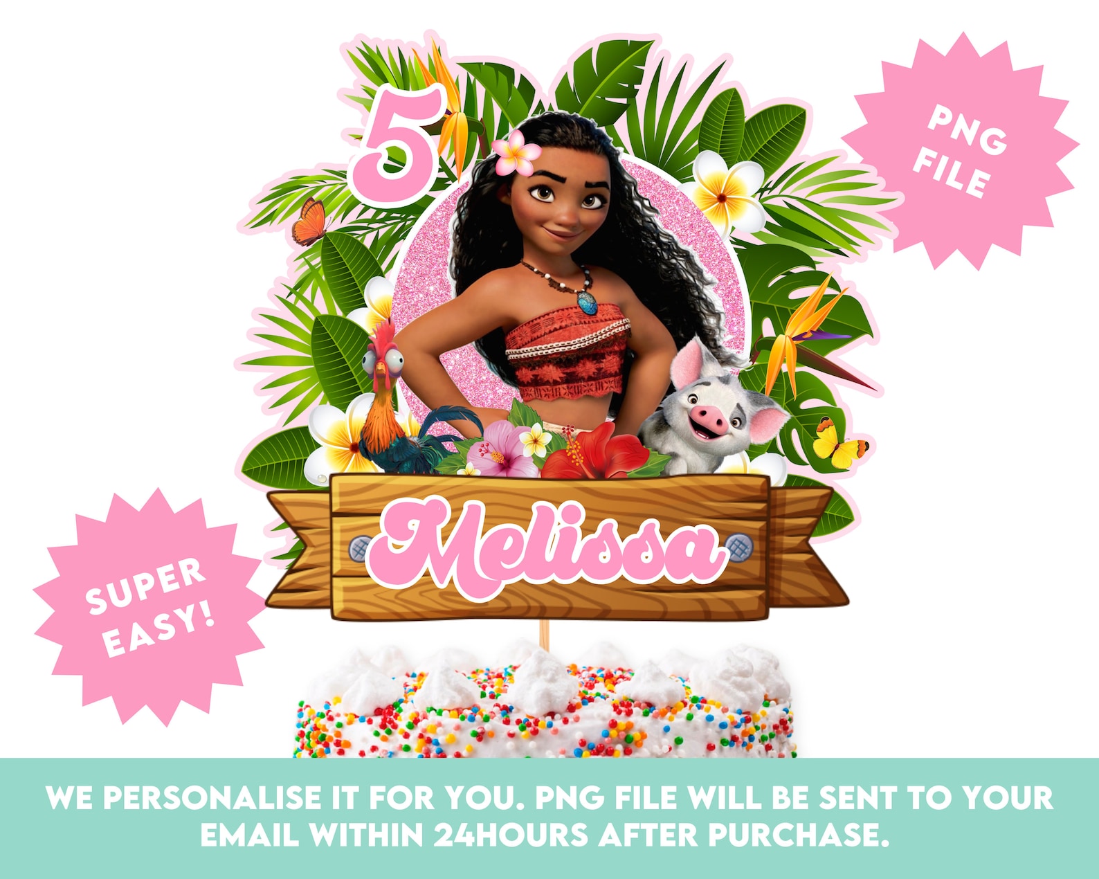 Printable Digital Cake Topper, Personalised Birthday Cake Topper ...