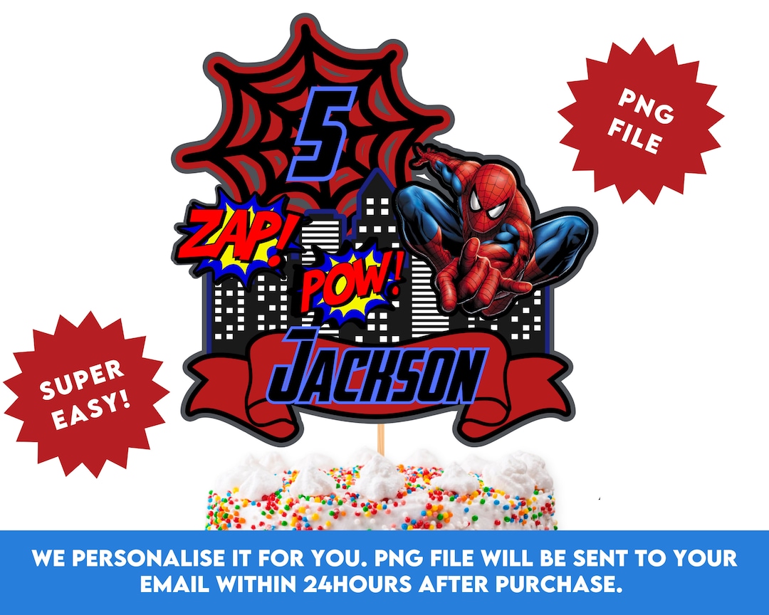 Printable Spiderman Cake Topper, Personalised Birthday Cake Topper ...