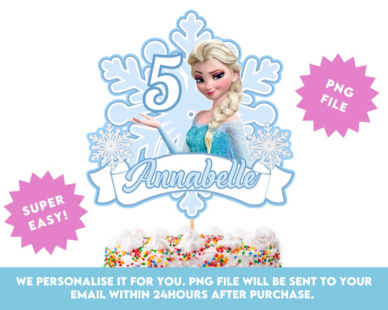 Personalized Frozen Birthday Cake Topper, Snowflake Design (digital ...