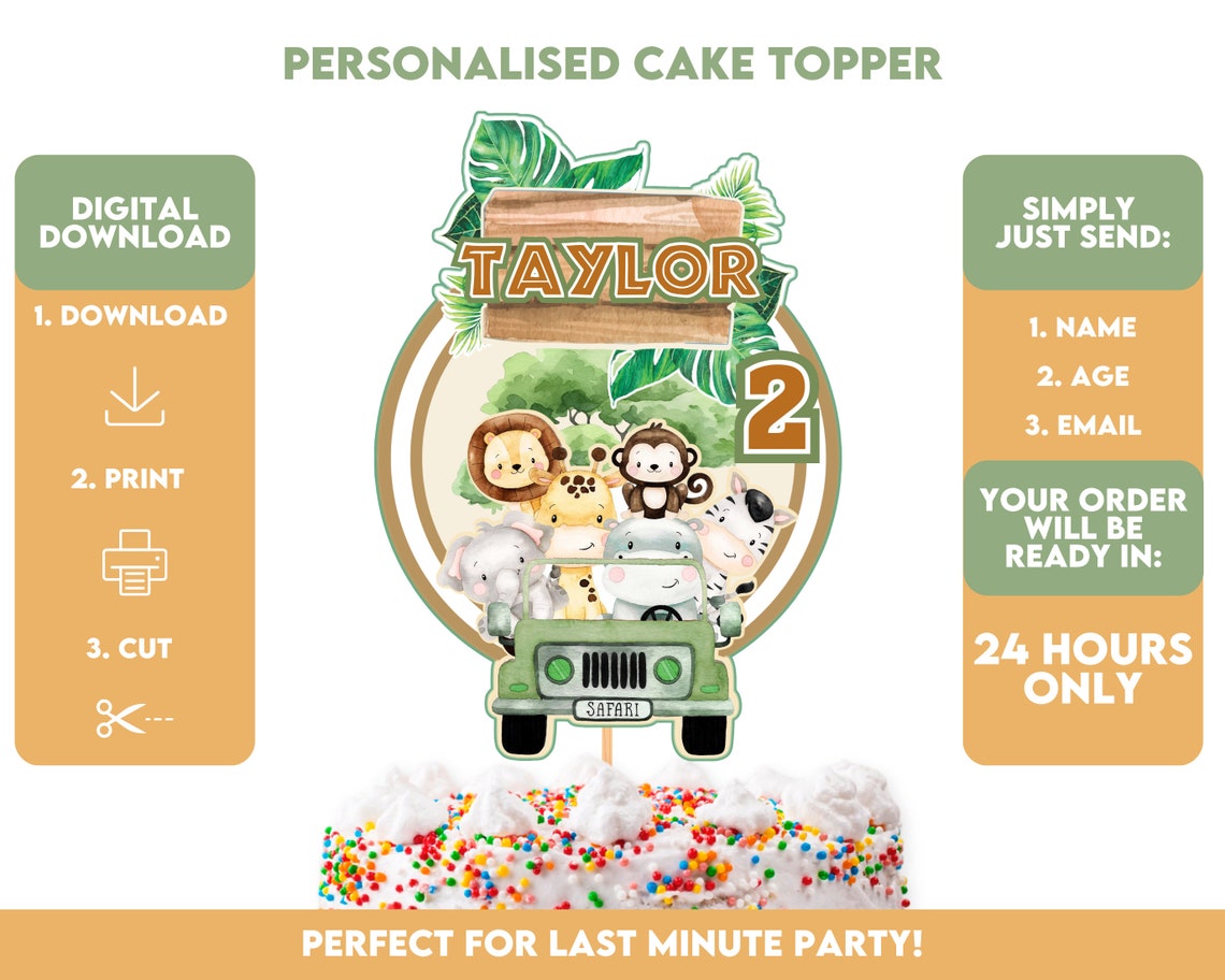 Printable Digital Cake Topper, Personalised Birthday Cake Topper ...