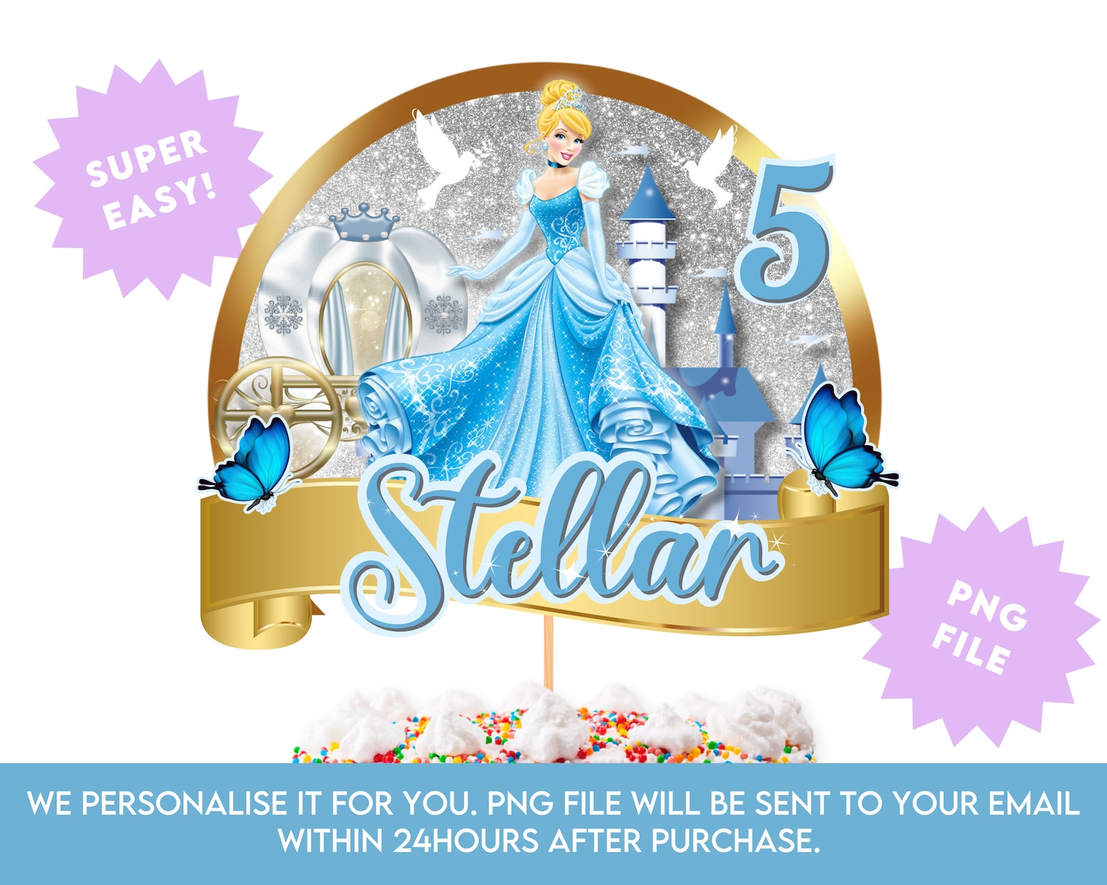 Printable Digital Cake Topper, Personalised Birthday Cake Topper ...