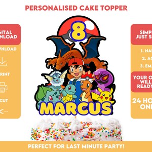 Printable Digital Cake Topper, Personalised Birthday Cake Topper ...