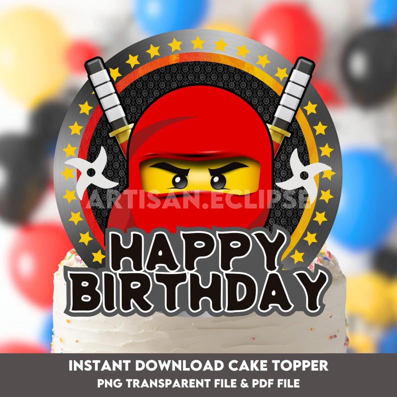 Ninja Birthday Cake Topper, Printable Party Decoration (PDF & PNG) - Etsy