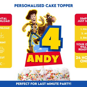 Printable Digital Cake Topper, Personalised Birthday Cake Topper ...