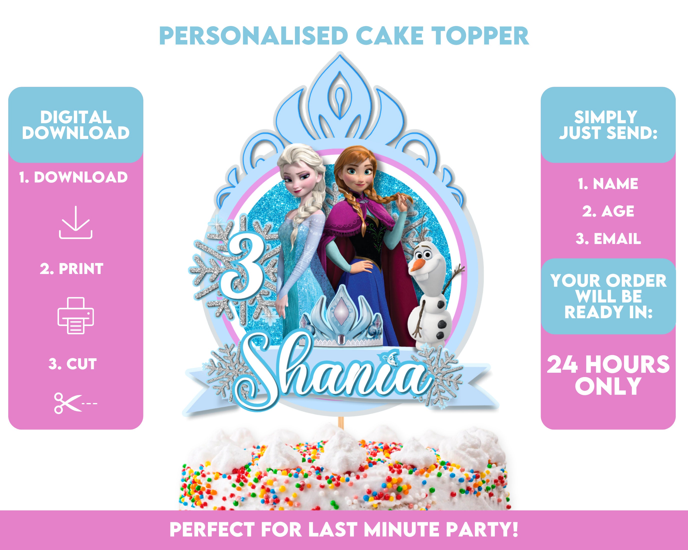 Printable Digital Cake Topper, Personalised Birthday Cake Topper ...
