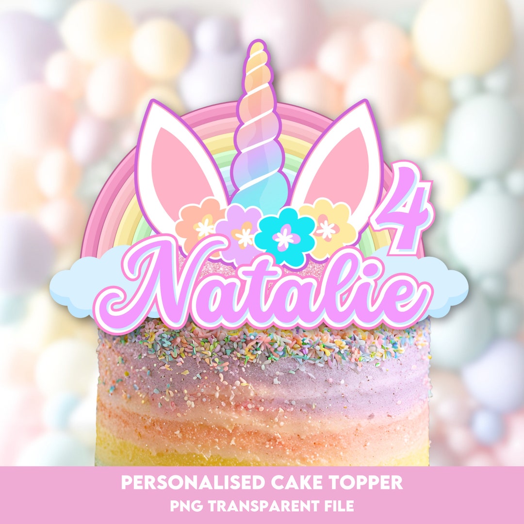 Printable Digital Cake Topper, Personalised Birthday Cake Topper ...