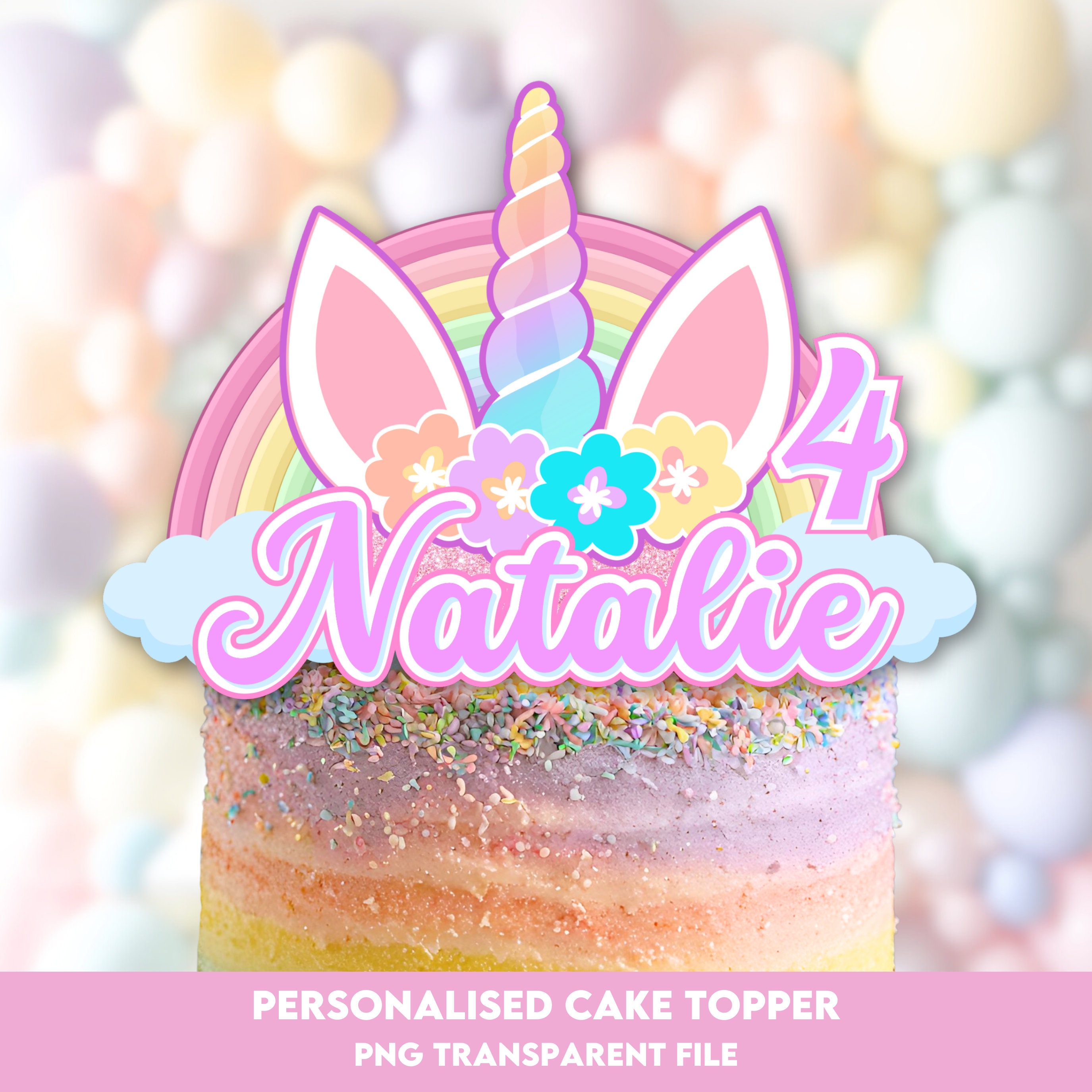 Printable Digital Cake Topper, Personalised Birthday Cake Topper ...