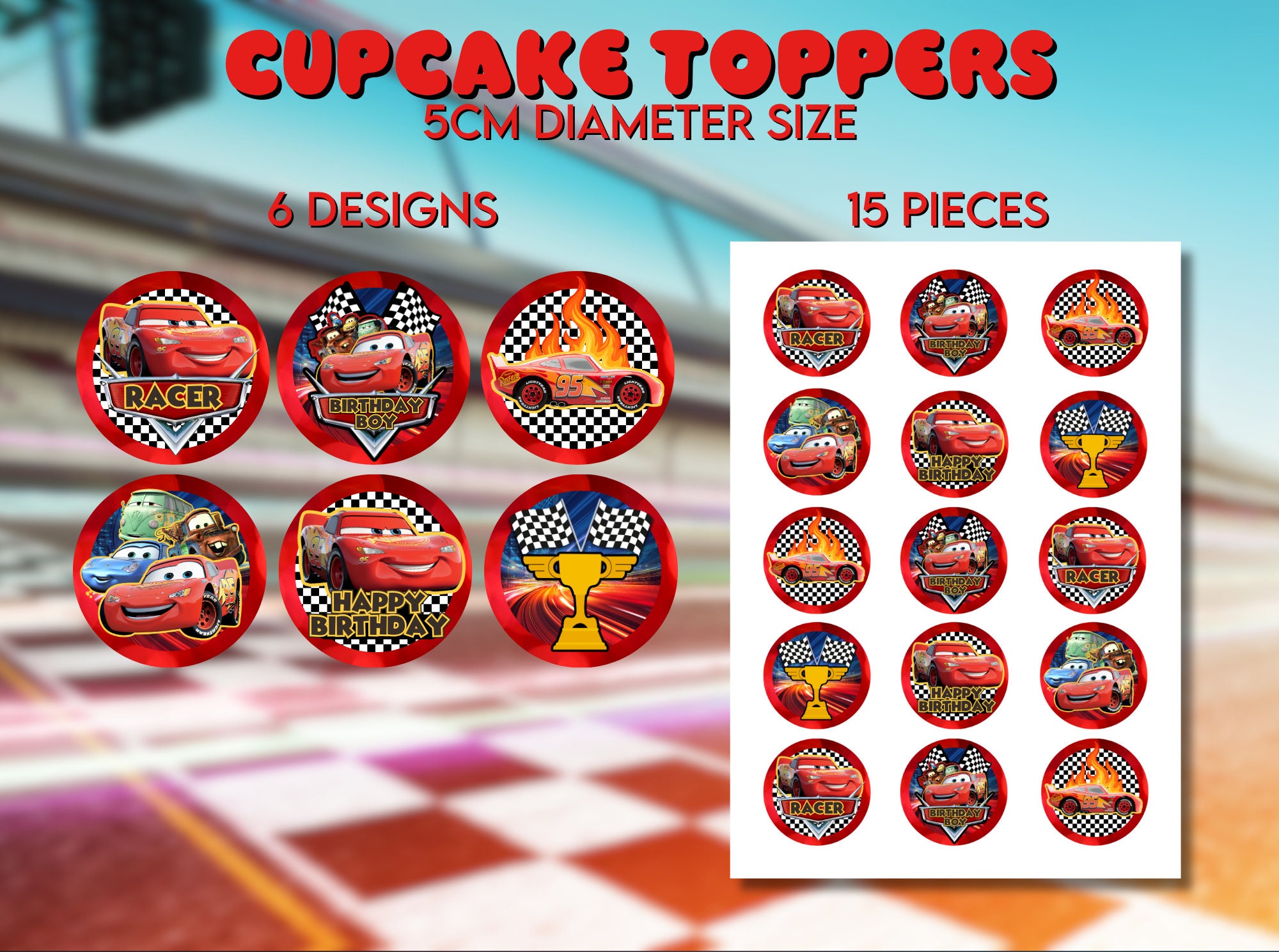 Printable Car Birthday Cupcake Topper (PNG File) - Etsy