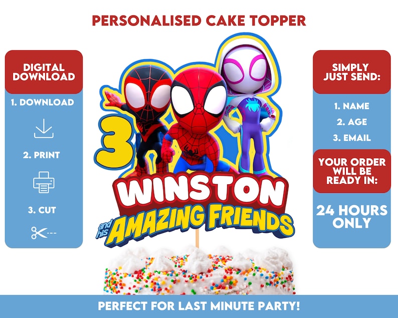 Printable Digital Cake Topper, Personalised Birthday Cake Topper ...