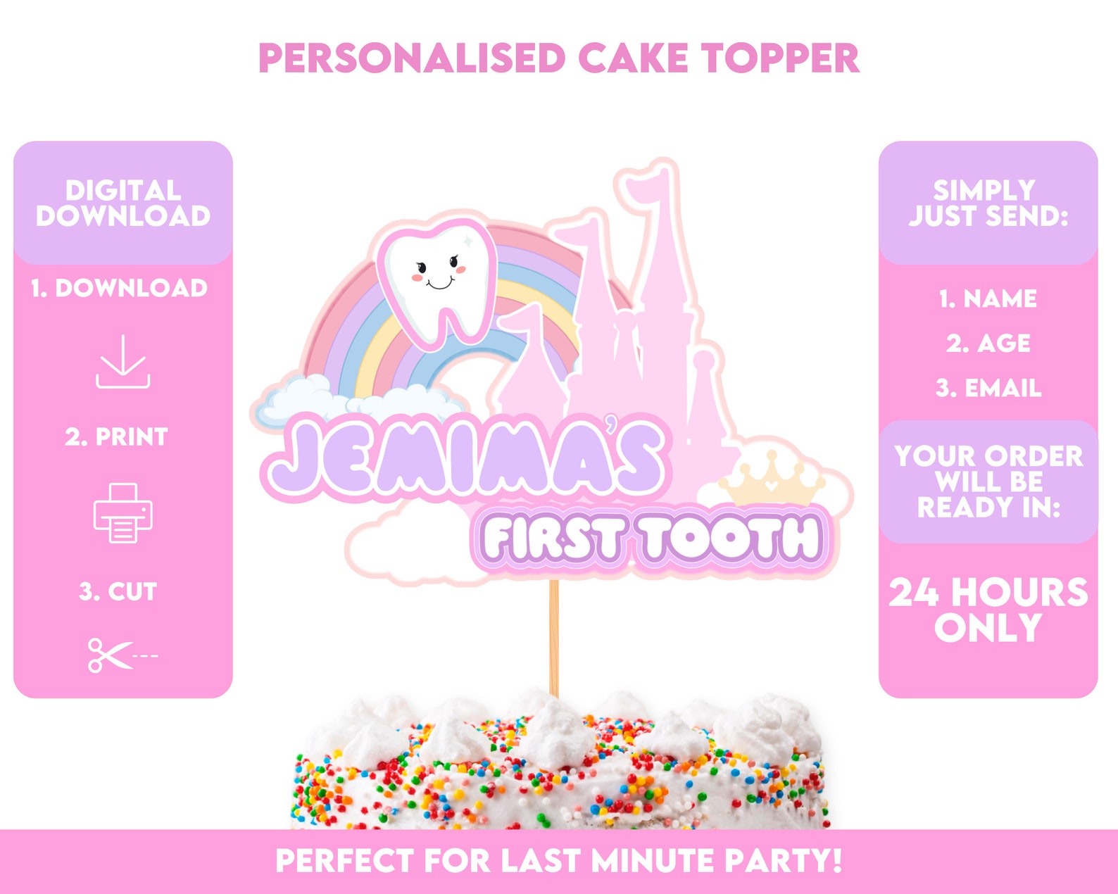 Printable Digital Cake Topper, Personalised Birthday Cake Topper ...