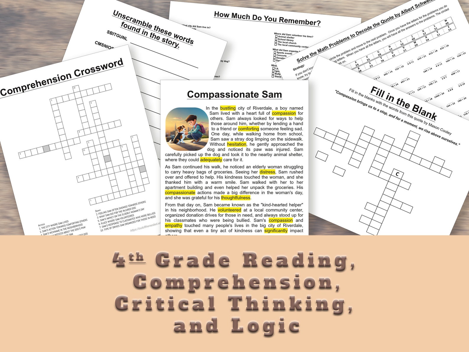 Compassionate Sam - Reading, Fourth Grade Reading Comprehension, Grade ...
