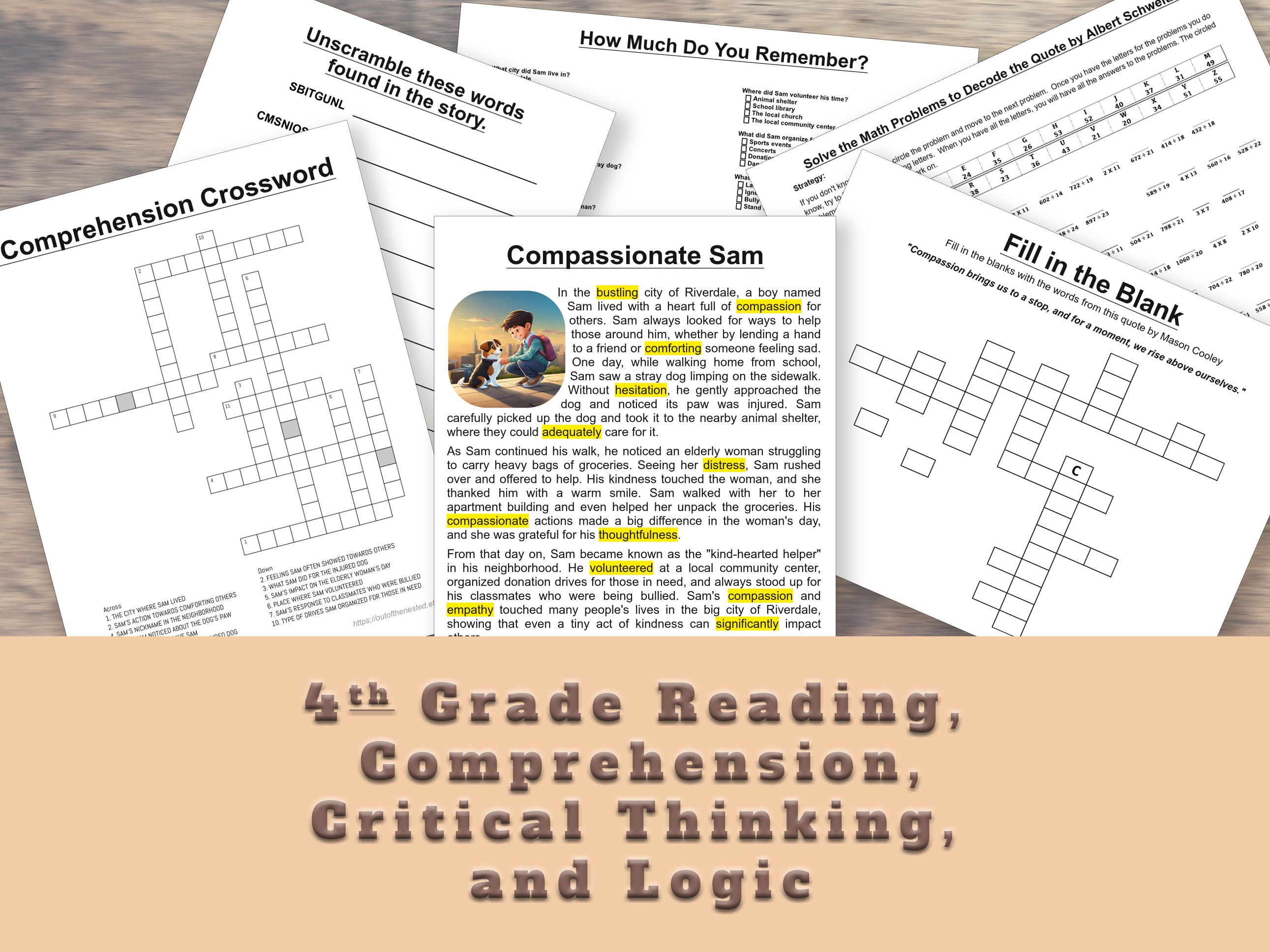 Compassionate Sam - Reading, Fourth Grade Reading Comprehension, Grade ...