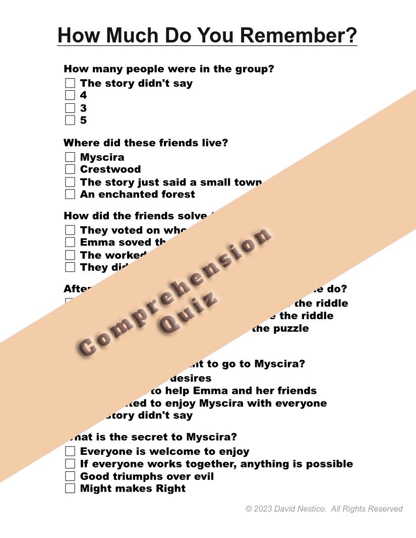 The Riddles of Myscira Reading, Sixth Grade Reading Comprehension ...